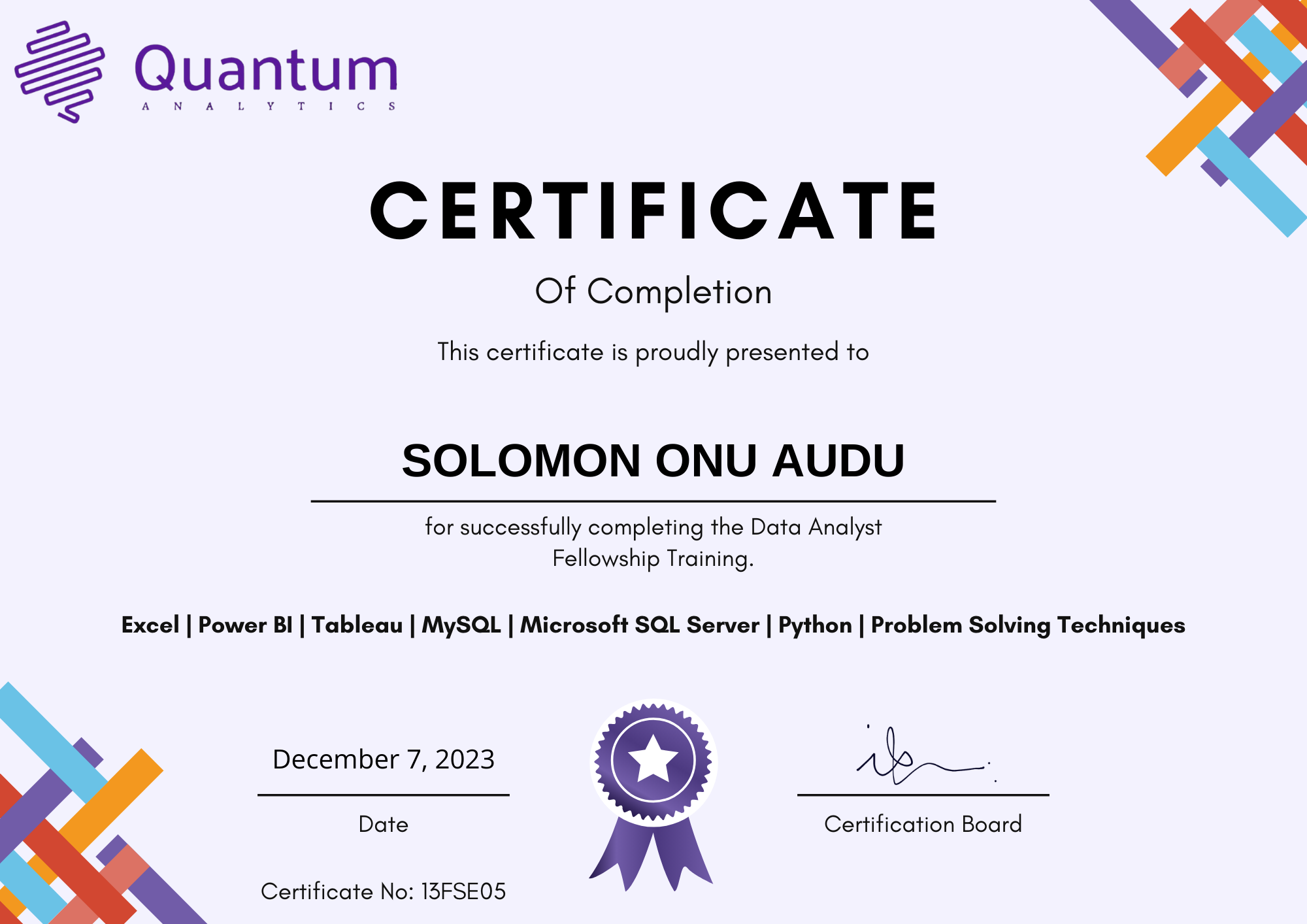 Generic Solomon's Portfolio